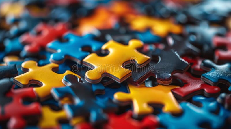A Pile of Puzzle Pieces with Different Colors and Shapes, AI Stock ...
