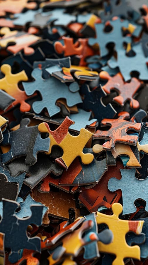 A Pile of Puzzle Pieces. Low-angle Shot Stock Illustration ...