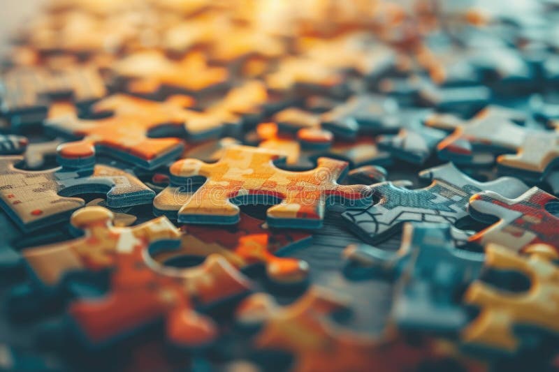 A Pile of Puzzle Pieces Sits on a Table, Ready for Assembly Stock Image ...