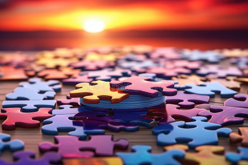 A Pile of Puzzle Pieces Sitting on Top of a Table. Perfect for ...