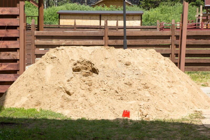Pile of Quarry Sand Lies on Grass Stock Image - Image of pile, sand ...