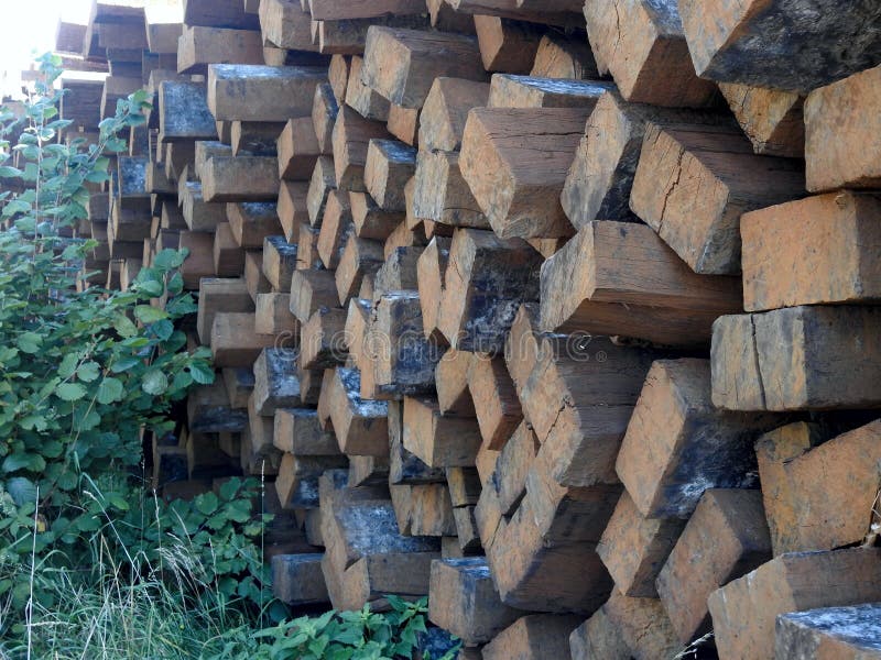 Pile of Railway Concrete Sleeper. Stock Photo - Image of railroad ...