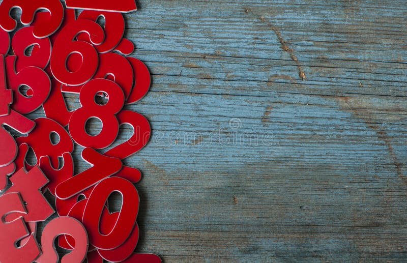 Pile Random Numbers on Wooden Table Stock Image - Image of keywords ...