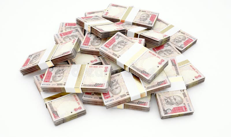 Scattered Indian Rupee Banknote Pile Stock Illustration - Illustration ...