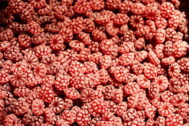 Pile of Raspberry candies stock image. Image of unhealthy - 197685815