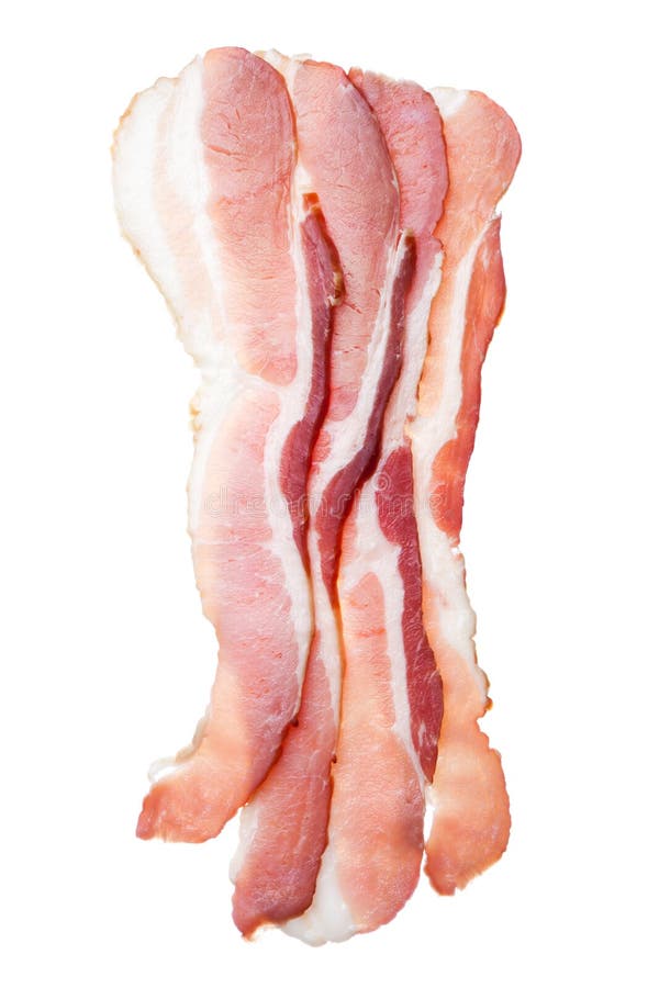 Pile of Raw Bacon Isolated on a White Stock Image - Image of closeup ...
