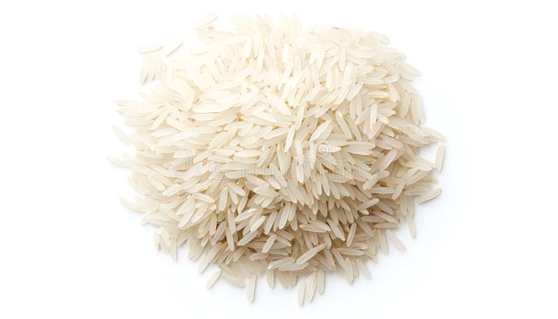 Pile of Raw Basmati Rice Isolated on White, Top View Stock Image ...