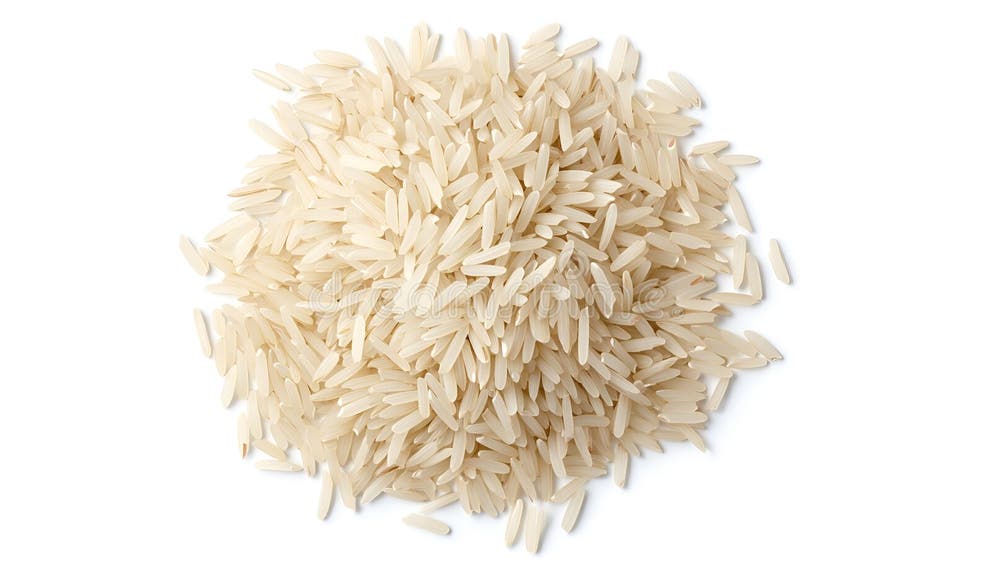 Pile of Raw Basmati Rice Isolated on White, Top View Stock Image ...
