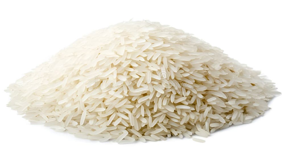 Pile of Raw Basmati Rice Isolated on White, Top View Stock Image ...