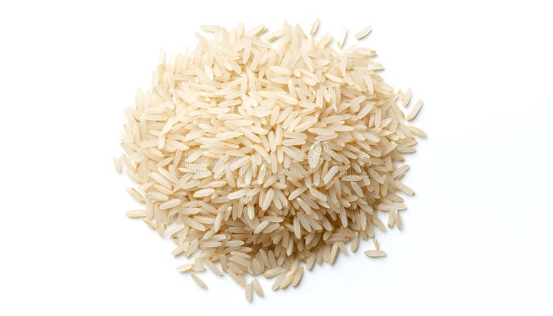 Pile of Raw Basmati Rice Isolated on White, Top View Stock Image ...