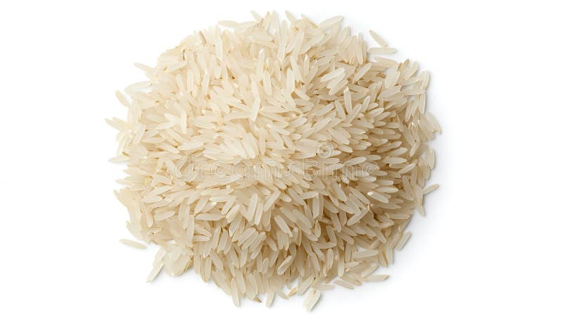 Pile of Raw Basmati Rice Isolated on White, Top View Stock Image ...