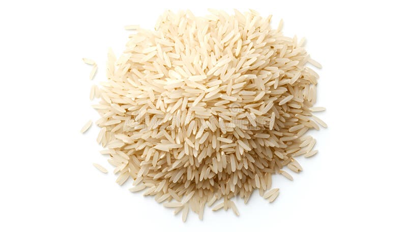 Pile of Raw Basmati Rice Isolated on White, Top View Stock Image ...
