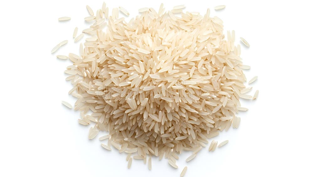 Pile of Raw Basmati Rice Isolated on White, Top View Stock Image ...