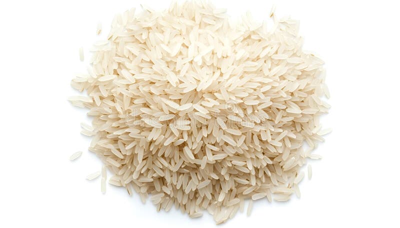 Pile of Raw Basmati Rice Isolated on White, Top View Stock Photo ...