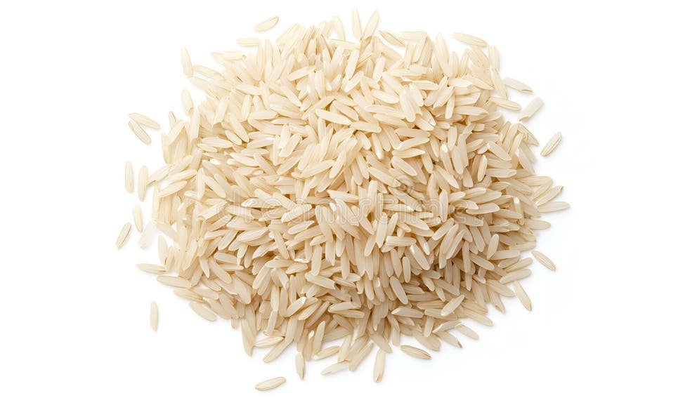 Pile of Raw Basmati Rice Isolated on White, Top View Stock Image ...