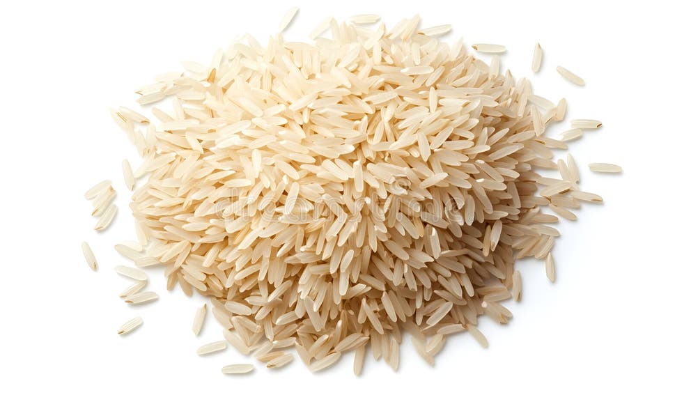Pile of Raw Basmati Rice Isolated on White, Top View Stock Image ...