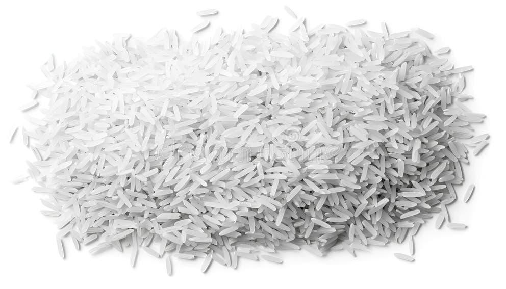Pile of Raw Basmati Rice Isolated on White, Top View Stock Photo ...