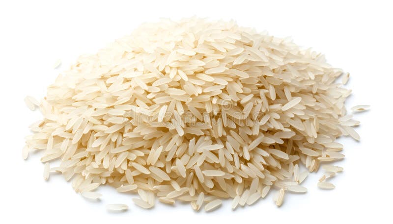 Pile of Raw Basmati Rice Isolated on White, Top View Stock Photo ...