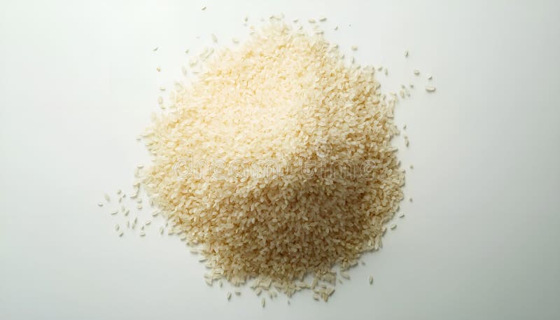 Pile of Raw Basmati Rice Isolated on White, Top View Stock Image ...
