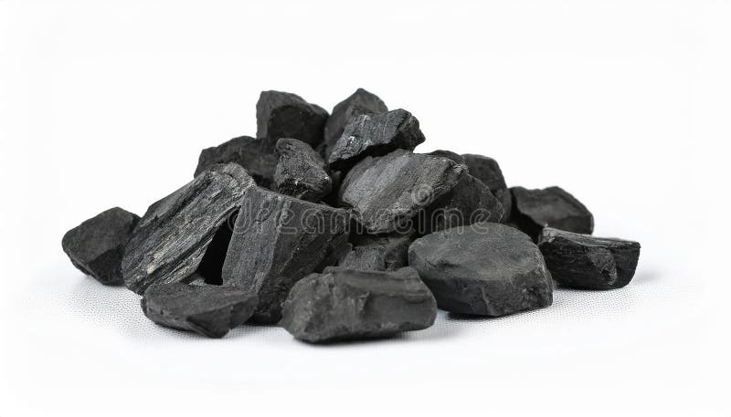 Pile of Raw Coal Ore Isolated on White Backdrop. Natural Material Stock ...