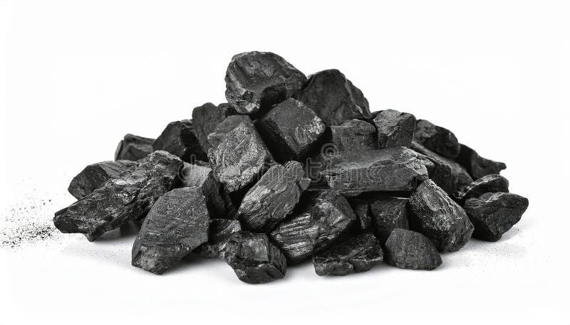 Pile of Raw Coal Ore Isolated on White Backdrop. Natural Material Stock ...