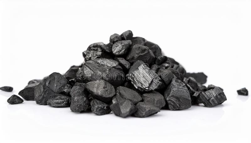 Pile of Raw Coal Ore Isolated on White Backdrop. Natural Material Stock ...