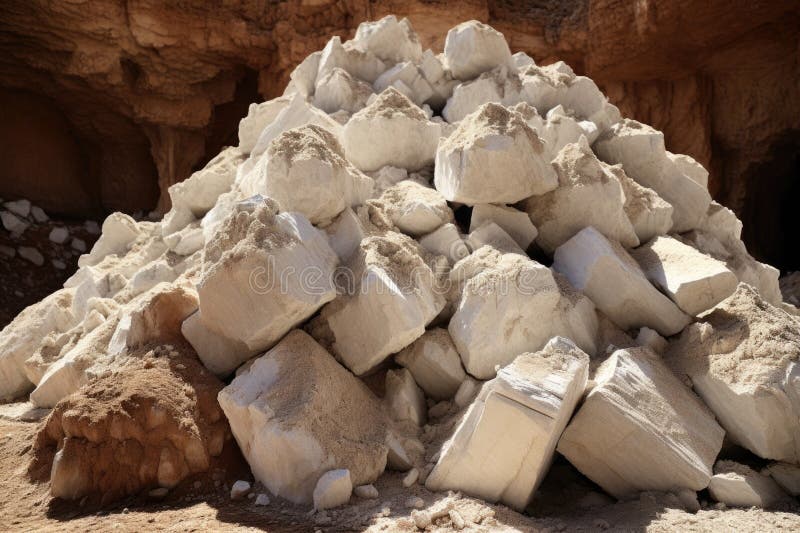 A Pile of Raw Materials Limestone, Clay Used in Cement Production Stock ...