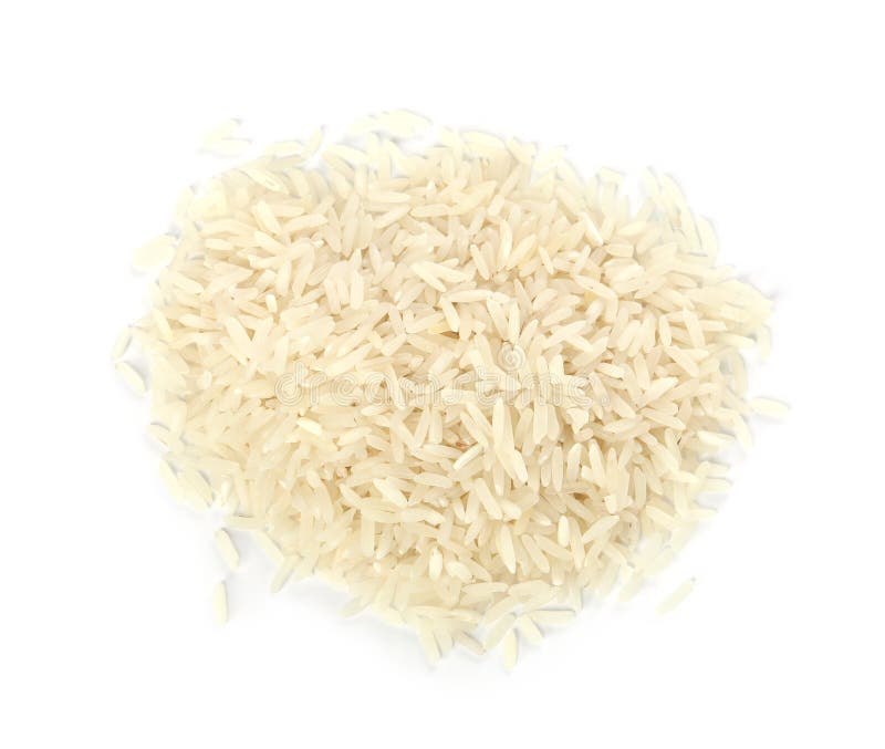Pile of Raw Rice Isolated on White, Top View Stock Photo - Image of ...