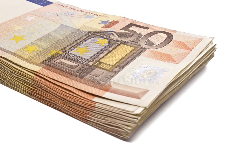 Pile of 50 Real Euro Notes on White Stock Photo - Image of exchange ...