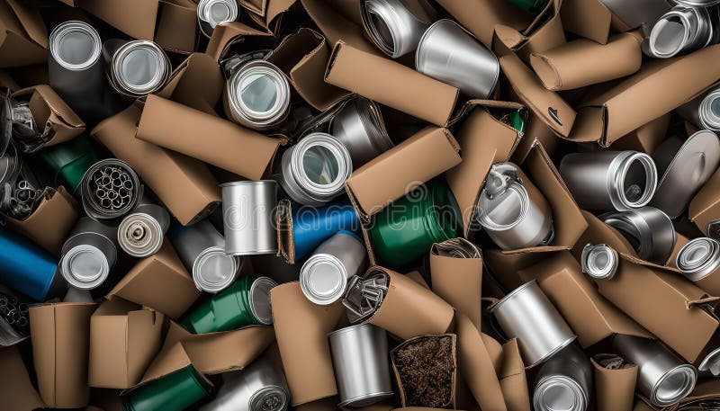 Pile of Recycled Cans and Cardboard Stock Illustration - Illustration ...