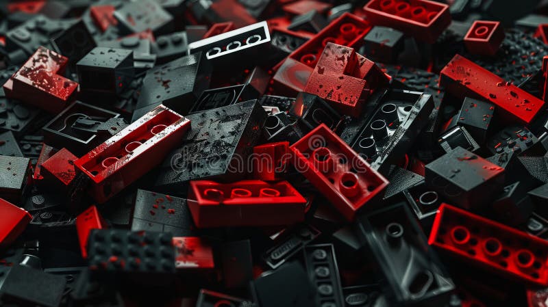 A Pile of Red and Black Lego Bricks Stock Photo - Image of cube, black ...