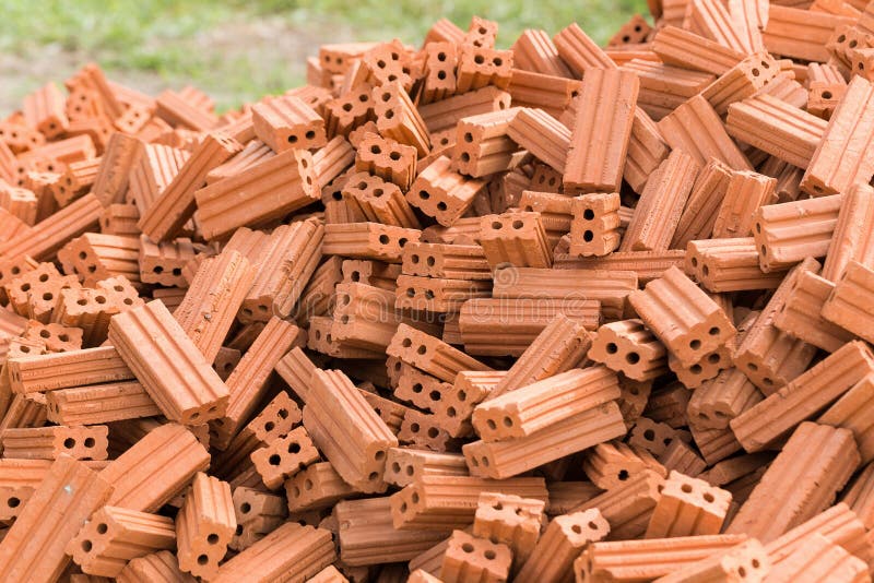 Pile of red bricks stock photo. Image of conceptual, background - 74060548