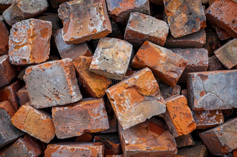 Pile of Red Bricks on Construction Site Stock Image - Image of block ...