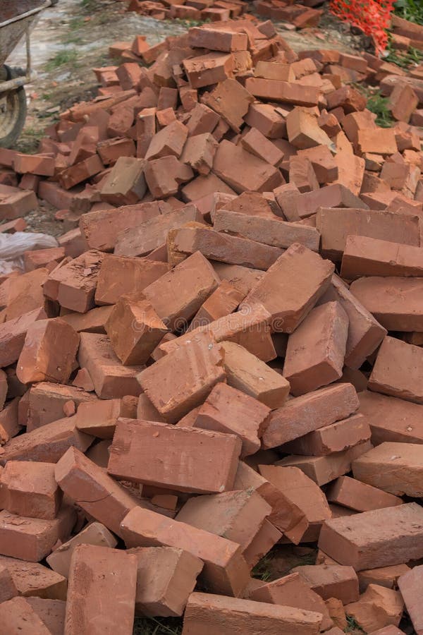 Pile of red bricks stock photo. Image of cement, brick - 42258390