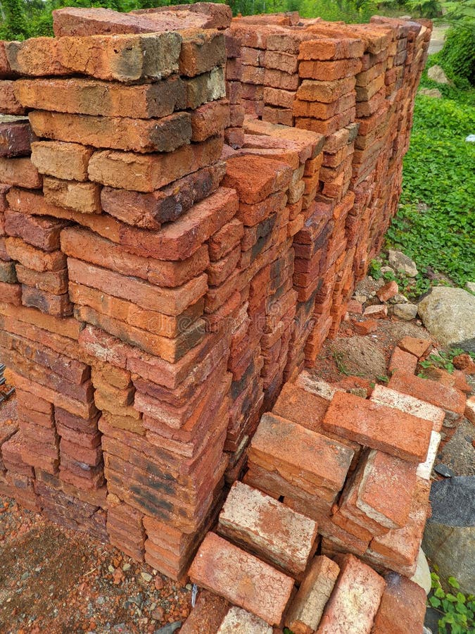 Pile of Red Bricks Made from Burnt Clay 9 Stock Image - Image of ...