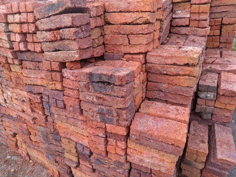 Pile of Red Bricks Made from Burnt Clay 10 Stock Image - Image of roof ...