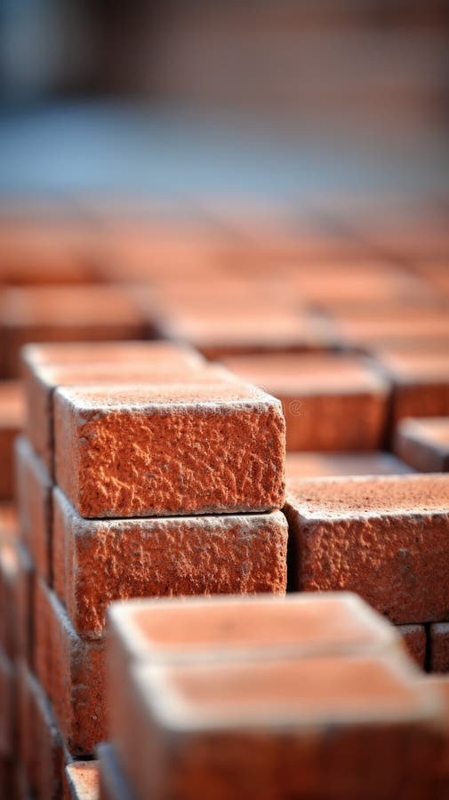 A Pile of Red Bricks Sitting on Top of Each Other, AI Stock ...