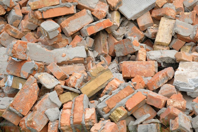 A Pile of Red Broken Bricks. Brick Background Stock Photo - Image of ...
