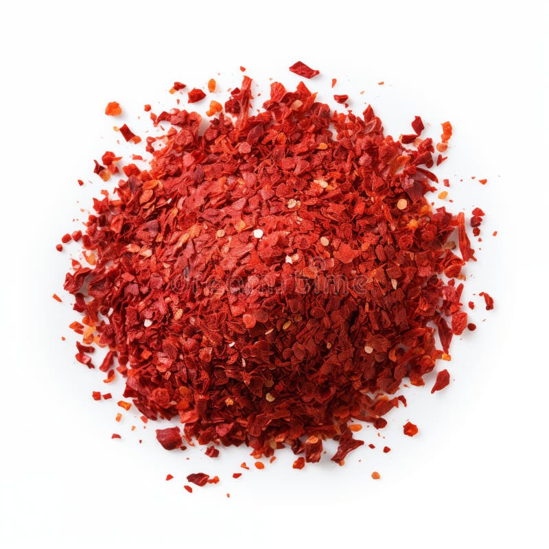 Pile of Red Chili Flakes on White Background Stock Illustration ...