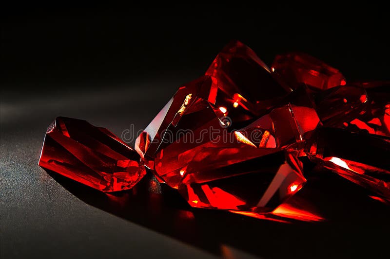 A Pile of Red Crystals Sitting on Top of a Table Stock Image - Image of ...