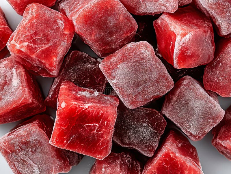 A Pile of Red Cubes of Sugar on a White Surface Stock Image - Image of ...