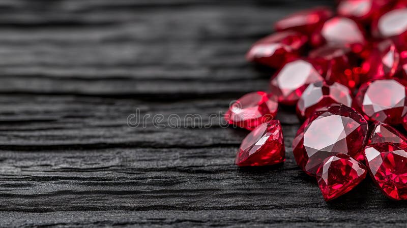 A Pile of Red Diamonds on a Black Surface Stock Photo - Image of ...
