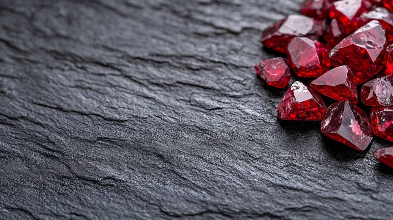 A Pile of Red Diamonds on a Black Surface Stock Image - Image of manner ...