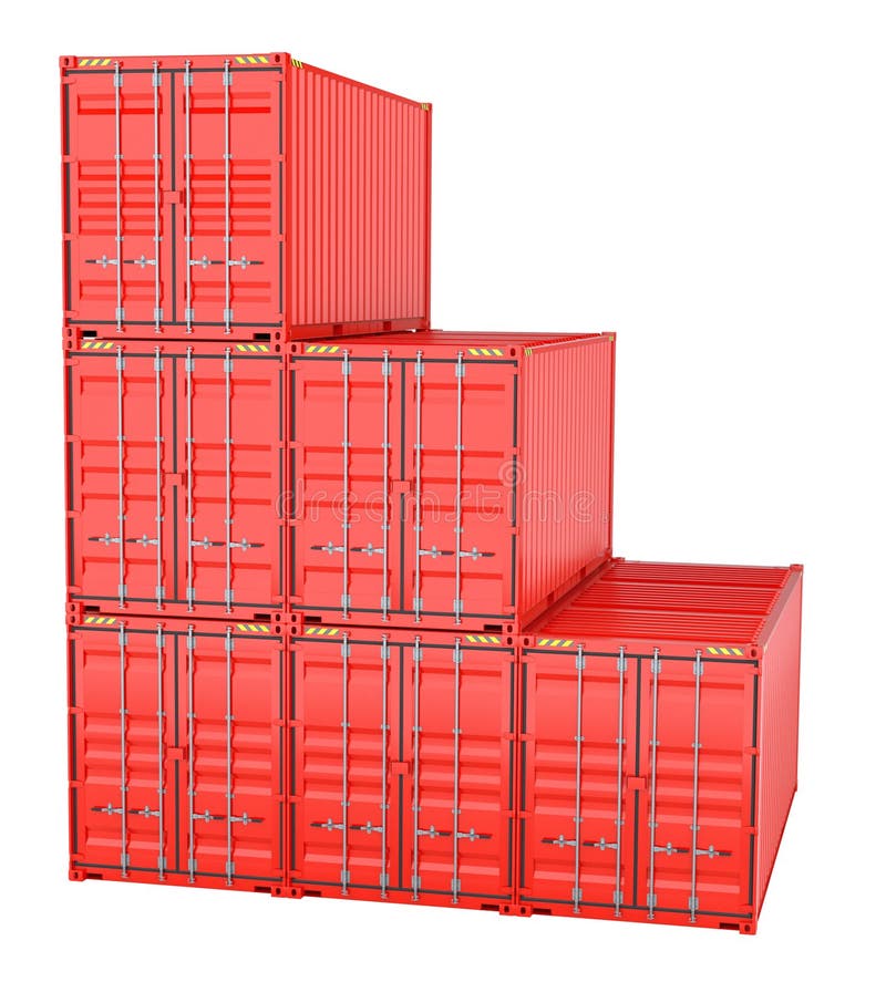 Pile Red Freight Containers Isolated Stock Illustrations – 15 Pile Red ...