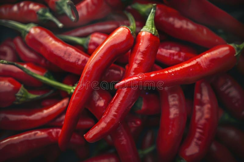 A Pile of Red Hot Peppers Sitting on Top of Each Other Stock Photo ...