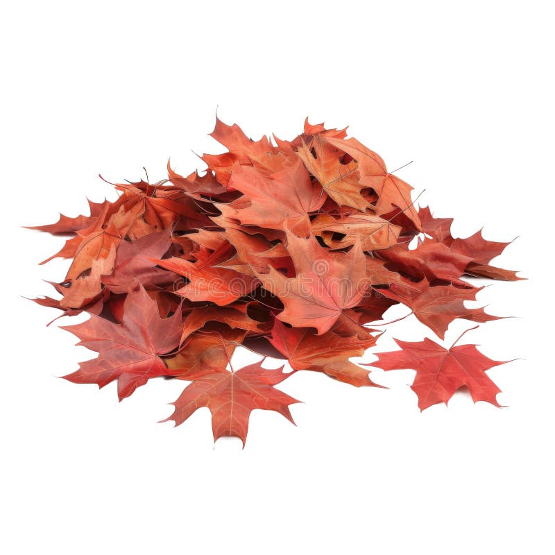 A Pile of Red Maple Leaves on a White Surface Stock Image ...