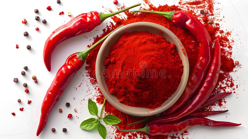 Pile of Red Paprika, Cayenne Pepper Powder, Top View Stock Illustration ...
