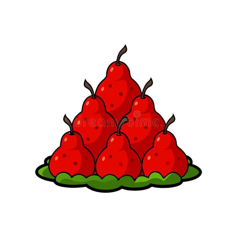 Pile of Red Pears, Cartoon Style Illustration Stock Illustration ...