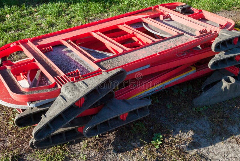 Pile of Red Plastic Safety Barriers Stock Image - Image of barrier ...