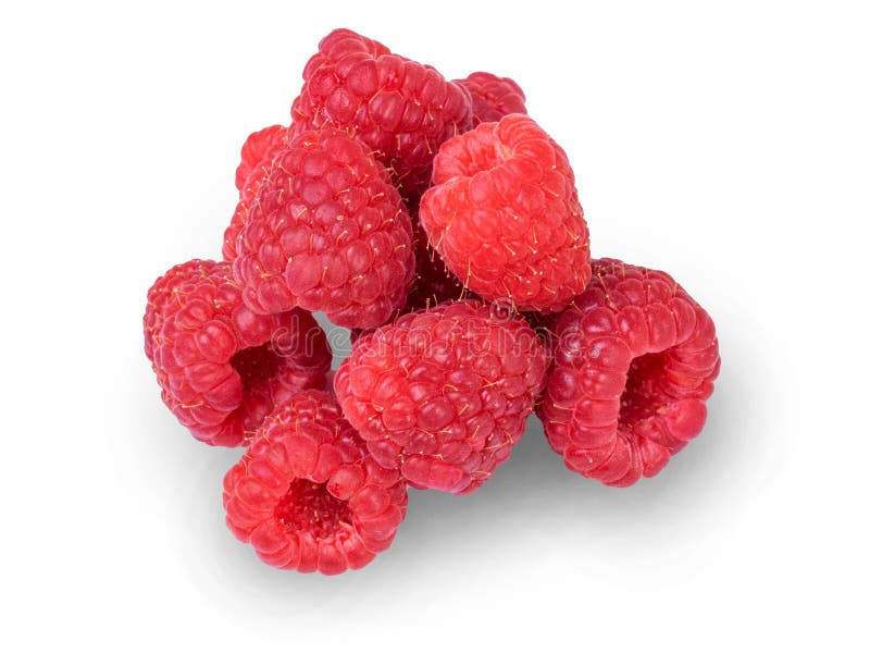 A Pile of Red Raspberries Isolated on White Stock Photo - Image of pink ...